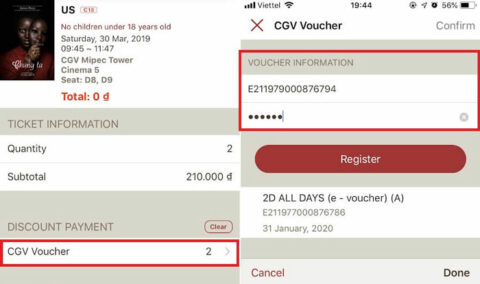 Voucher CGV, Mã giảm giá CGV khuyến mãi giảm giá vé CGV