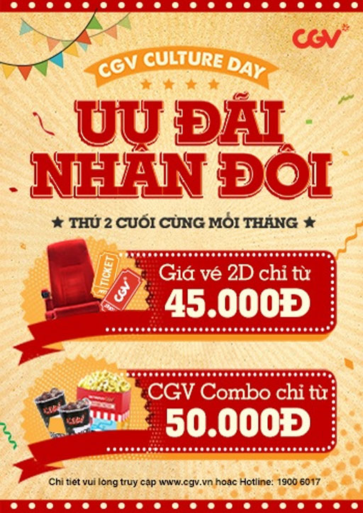 Voucher CGV, Mã giảm giá CGV khuyến mãi giảm giá vé CGV