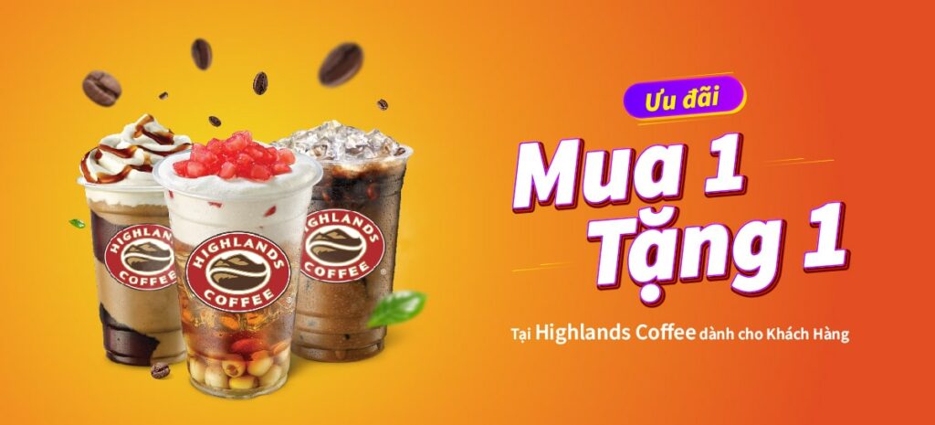 Voucher Highland Coffee, mã giảm giá Highland mua 1 tặng 1