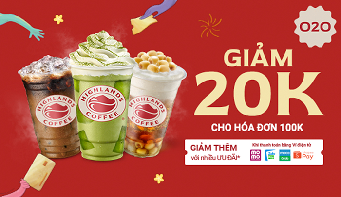 Voucher Highland Coffee, mã giảm giá Highland mua 1 tặng 1