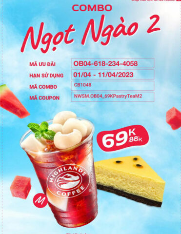 Mã giảm giá Highland mua 1 tặng 1, Ưu đãi Highlands giảm giá 40k